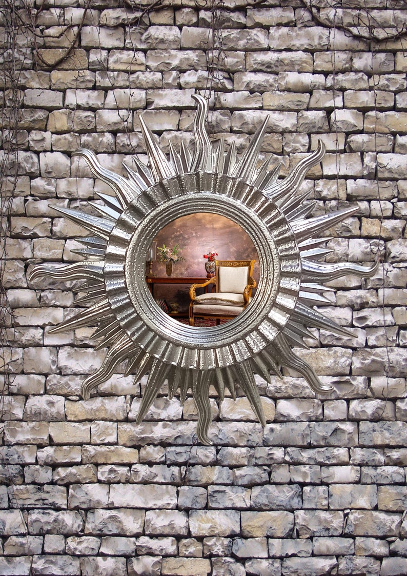 The Mirror is A Round Sun Silver. Pitch. Art Deco. Style. Gift Idea - Etsy
