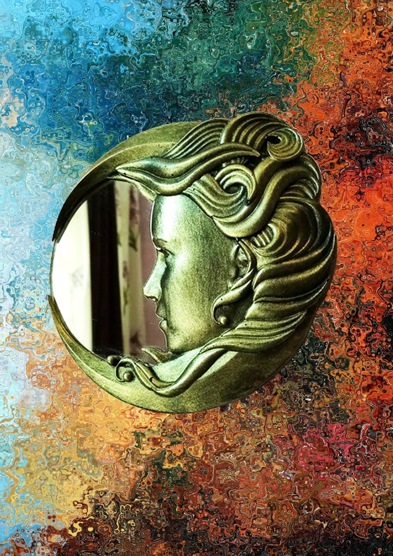 Brass Moon Mirror, Celestial Mirror, Crescent Moon Mirror, Moon Mirror ...