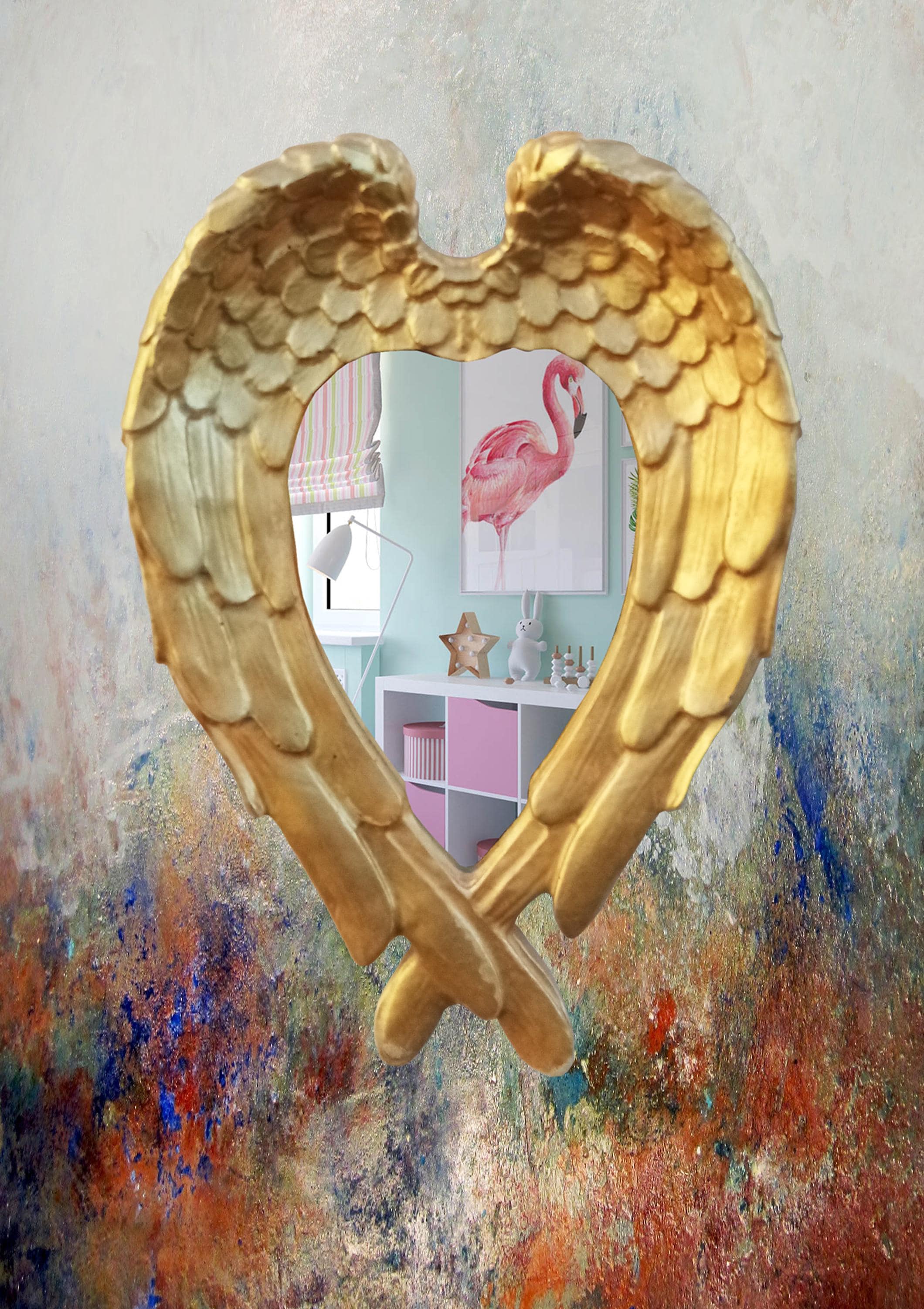 Golden Rain Angel Wings Mirror Art Deco, Elegant Mirror, Home Decor ...