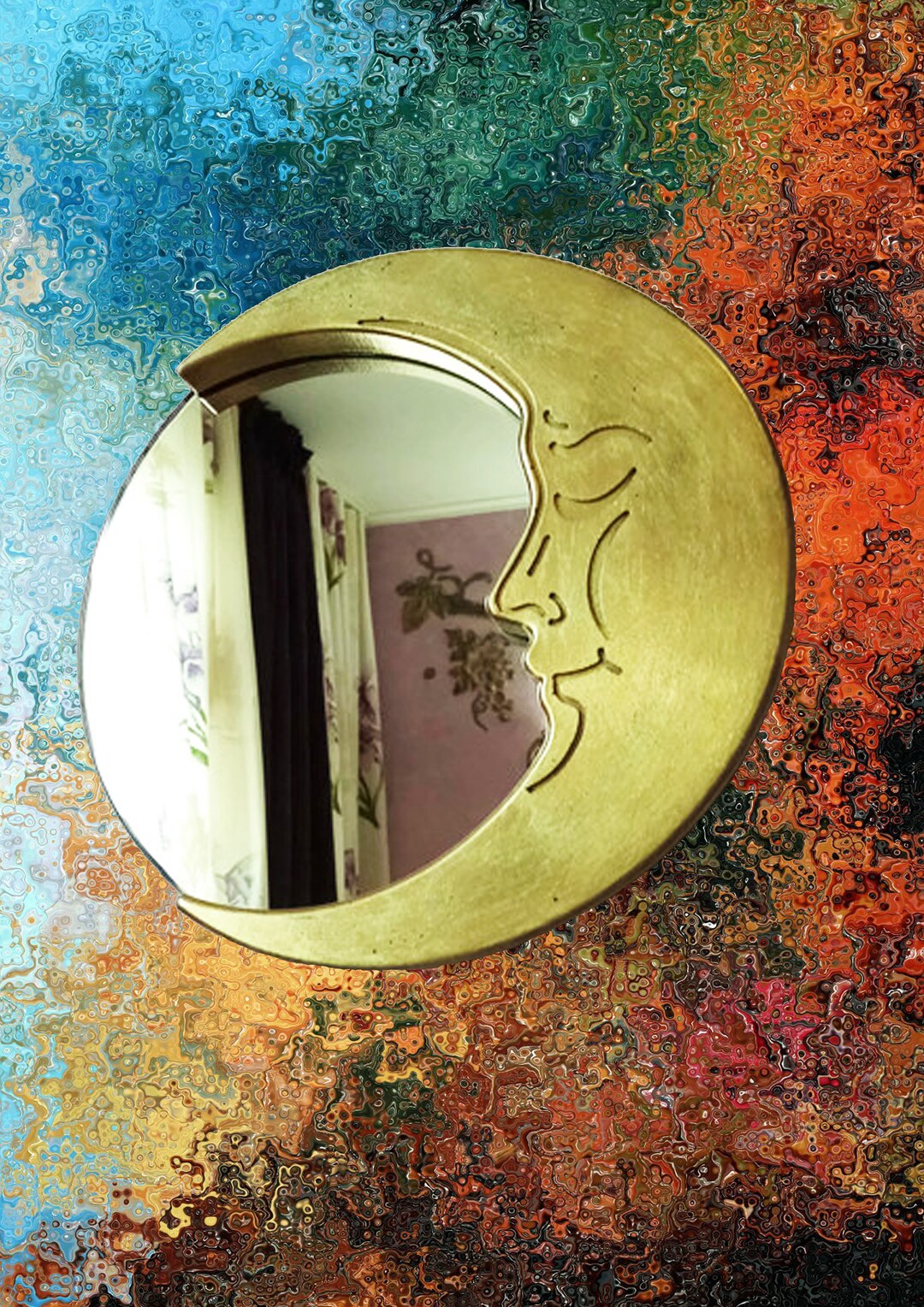 Moon Mirror, Celestial Mirror, Crescent Moon Mirror, Moon Mirror ...