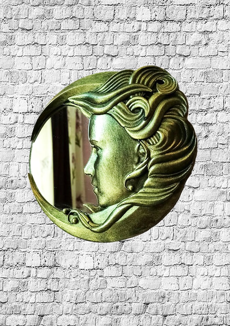 Brass Moon Mirror, Celestial Mirror, Crescent Moon Mirror, Moon Mirror ...