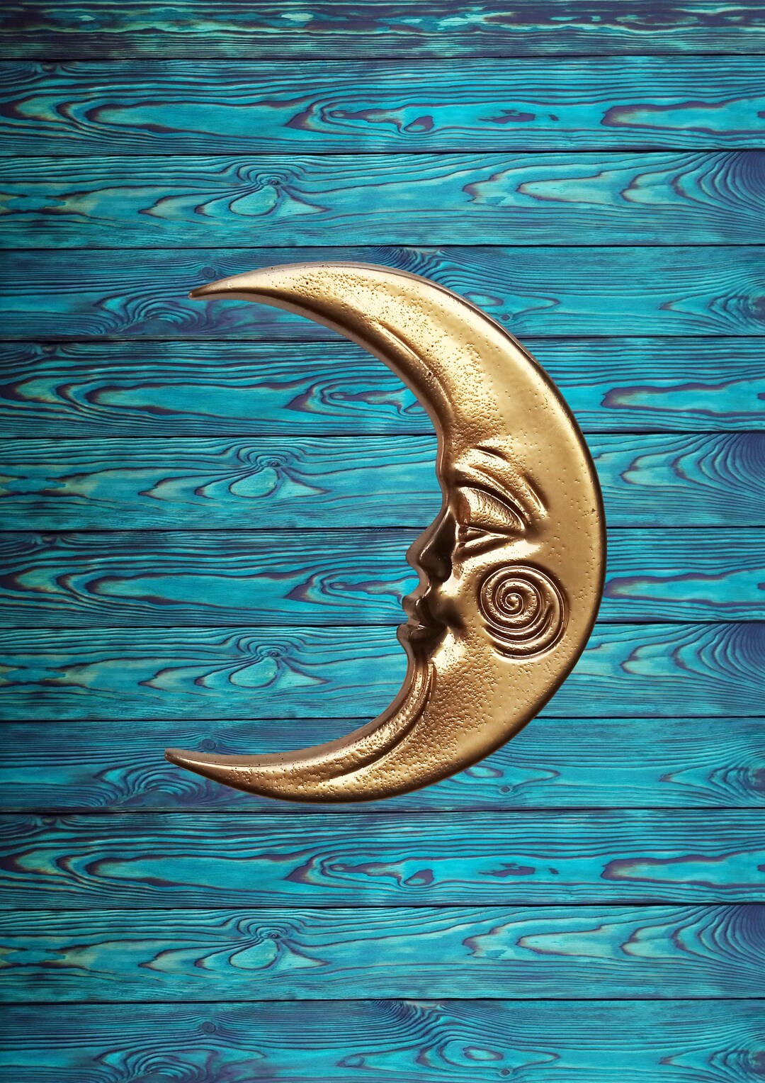 Golden Crescent Moon Wall Decor: Resin Moonlight Painting - Etsy