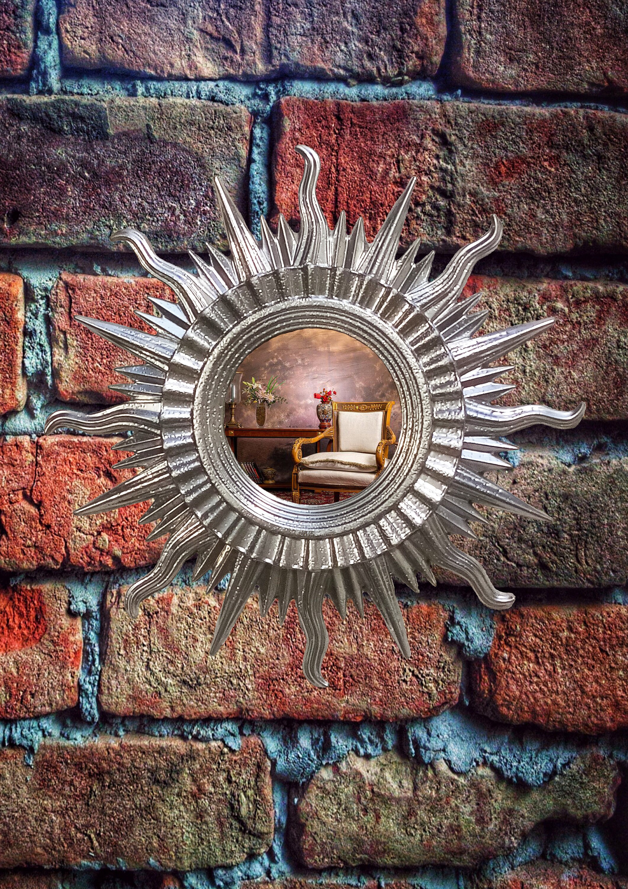 The Mirror is A Round Sun Silver. Pitch. Art Deco. Style. Gift Idea - Etsy