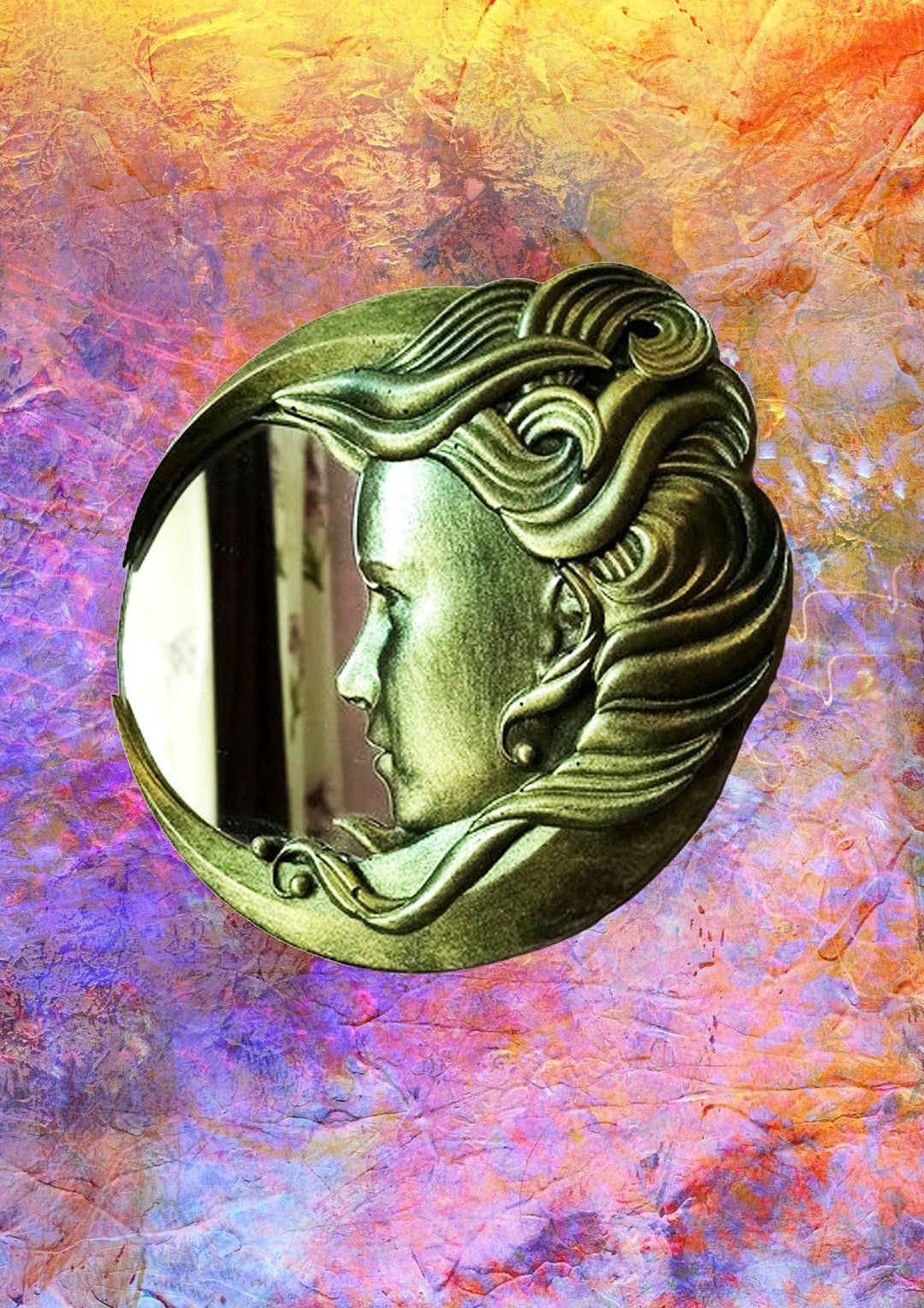 Brass Moon Mirror, Celestial Mirror, Crescent Moon Mirror, Moon Mirror ...