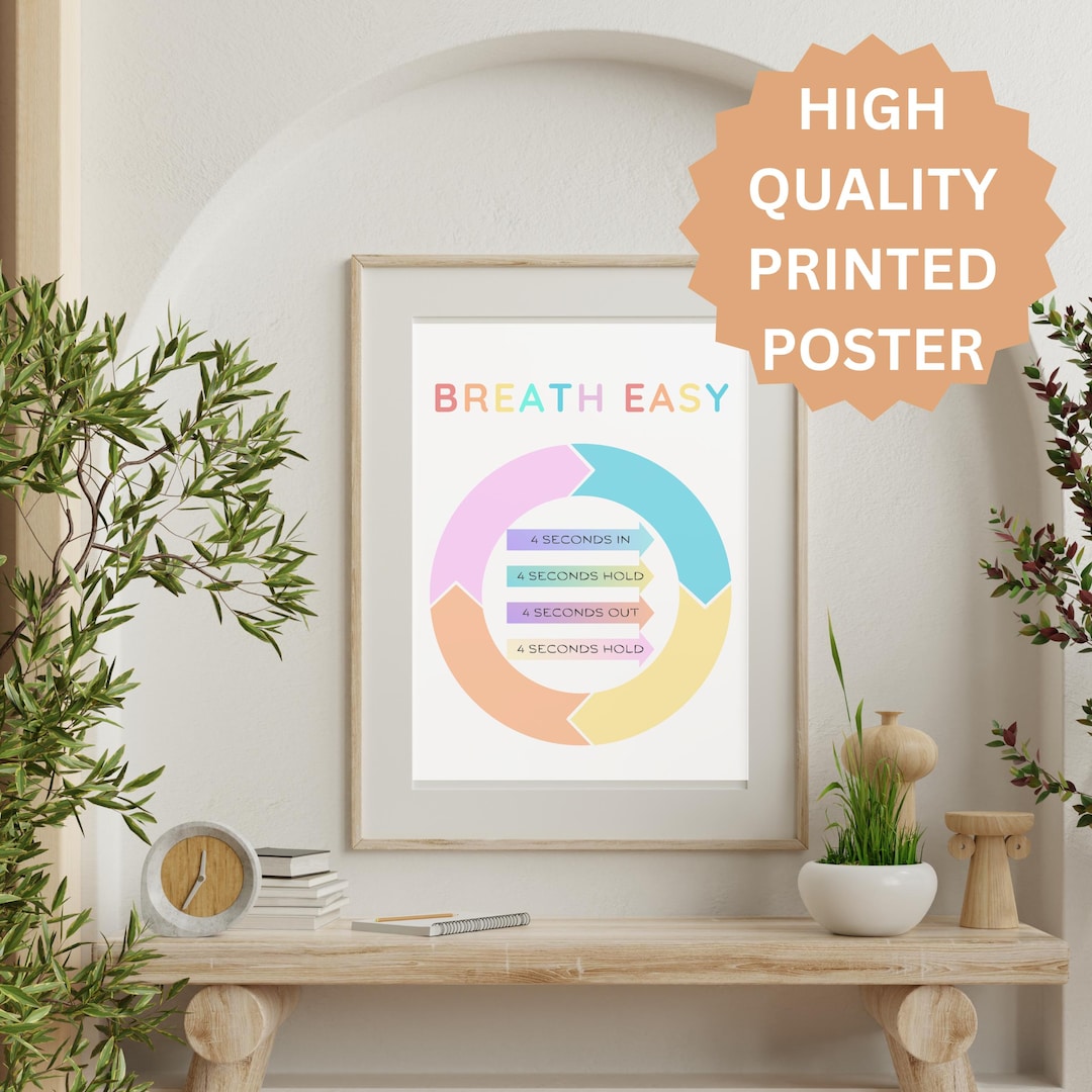 Inspirational Breathwork Poster Mental Wellness Wall Art Calming Decor ...