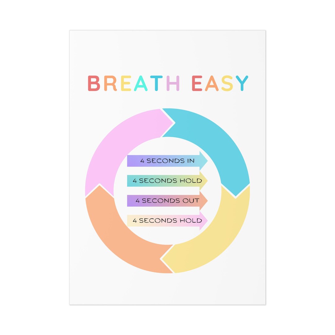 Breath Easy Wall Art Mindfulness and Relaxation Poster, Mental Health ...