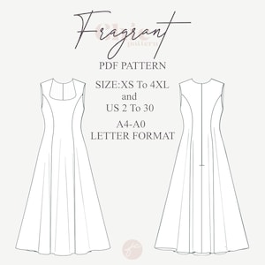 Midi Dress Sewing Pattern , Princess Seams Dress Pattern , Women Dress ...