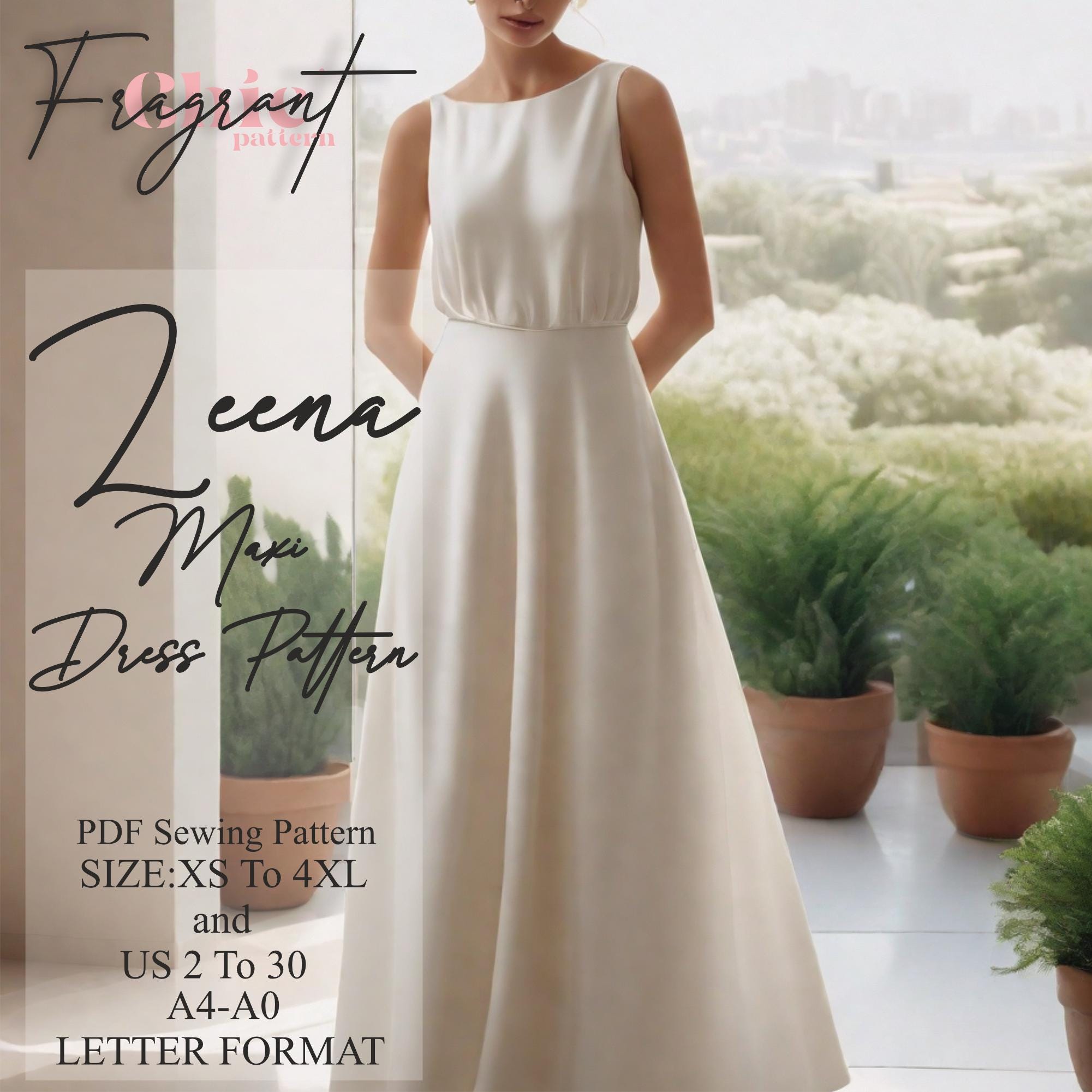 Leena Dress Pattern, Boat Neck Dress Pattern, PDF Digital Sewing ...