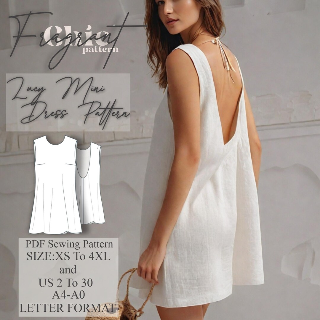 Open Back Dress Sewing Pattern | Mini Dress Sewing Pattern | Women ...