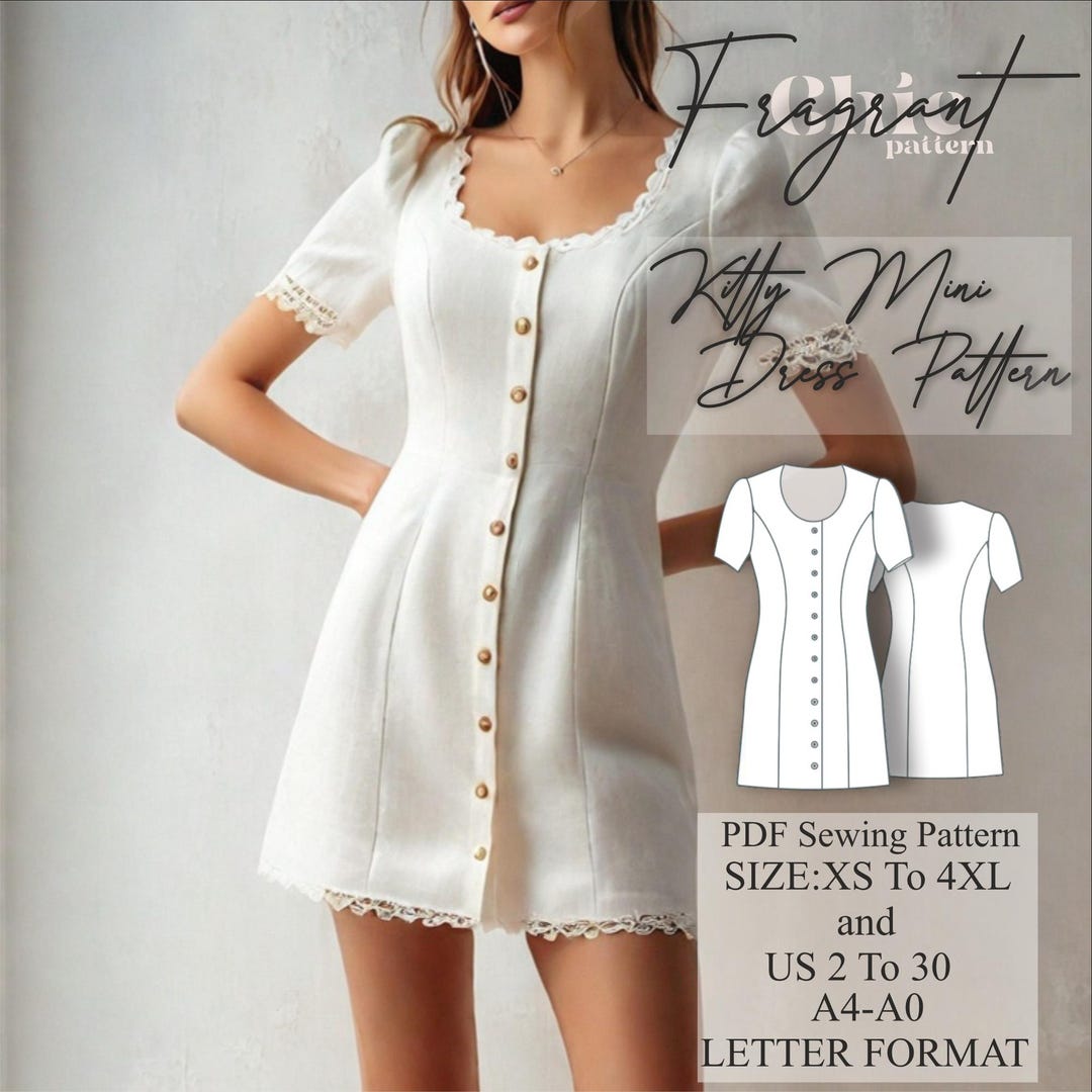 Button Down Dress Sewing Pattern | Mini Dress Sewing Pattern | Women ...