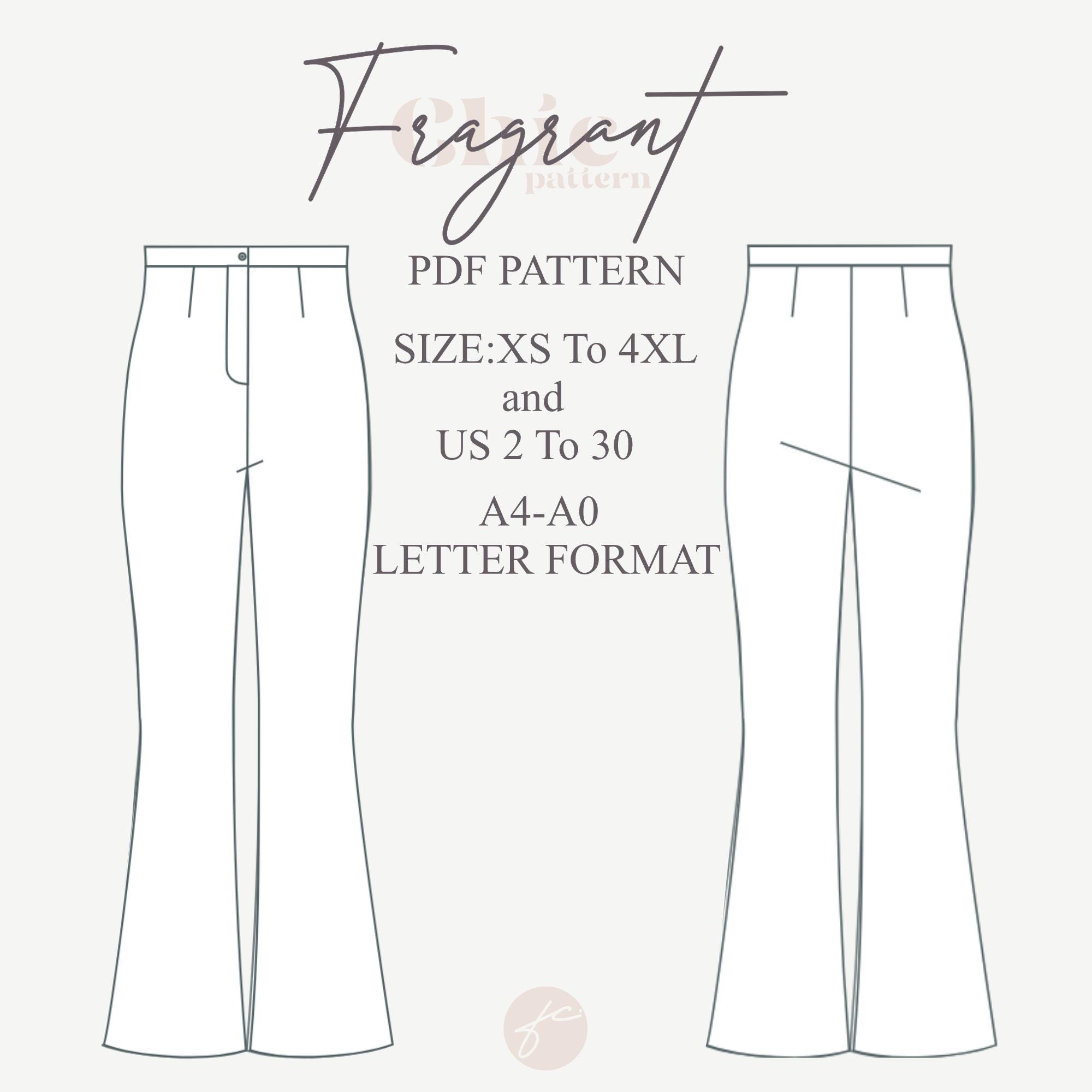 Flared Leg Pants Sewing Pattern,retro Trousers,high Waisted Flare Pants ...