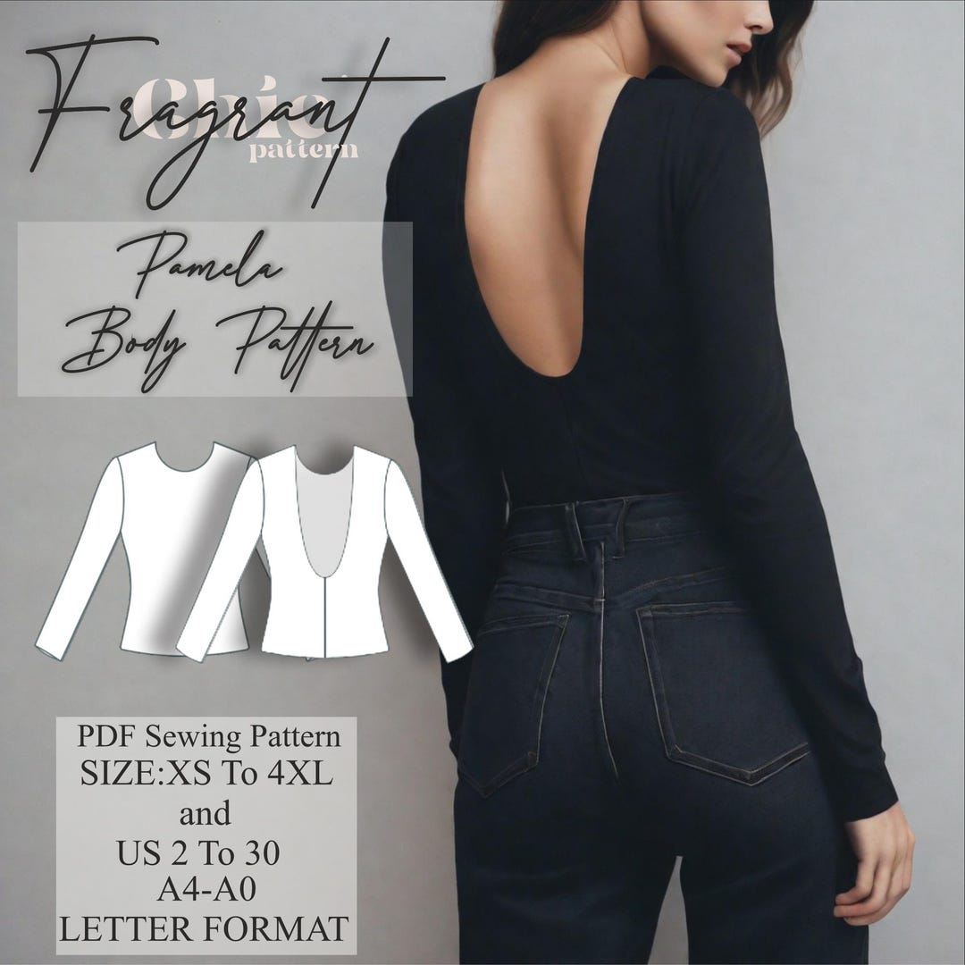 Long Sleeved Top Sewing Pattern | Open Back Top Sewing Pattern | Crop ...