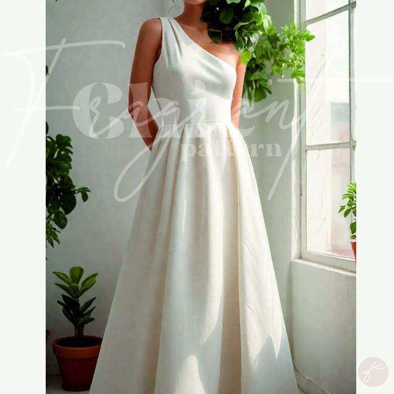 One Shoulder Dress Sewing Pattern, Maxi Dress Sewing Pattern ...