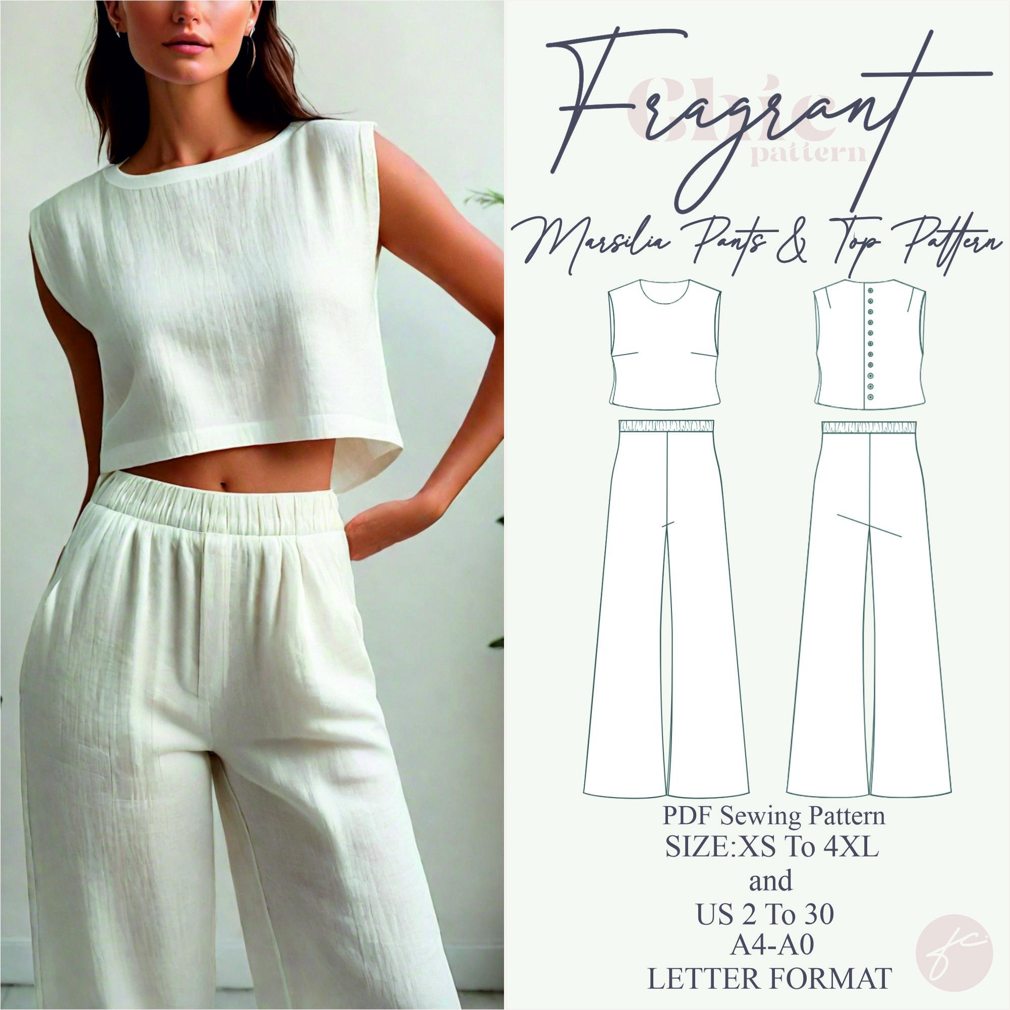 Top and Pant Set Digital Sewing Pattern,linen Summer Set Top and Pant Set Digital Sewing Pattern,linen Summer Set
