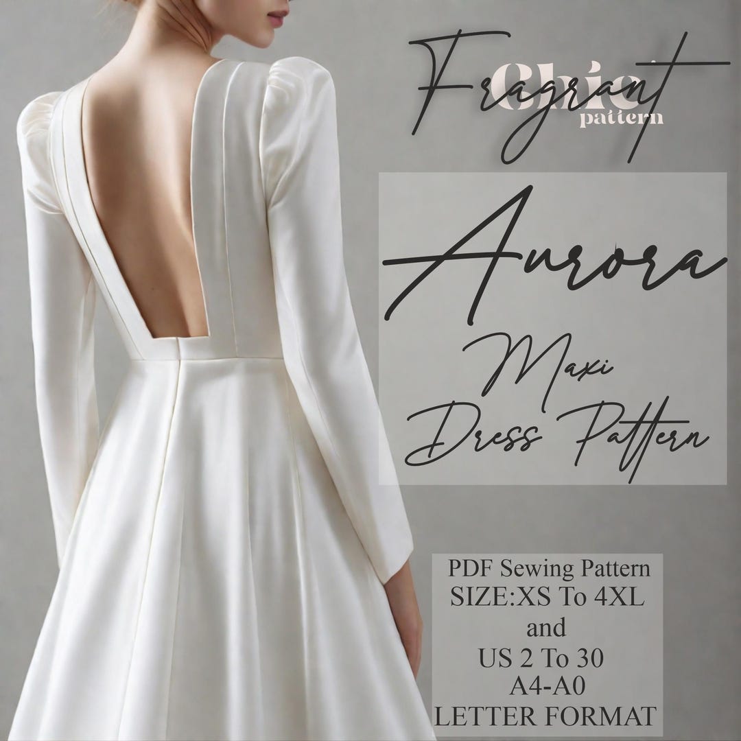 Open Back Dress Sewing Pattern , Maxi Dress Sewing Pattern , Women ...