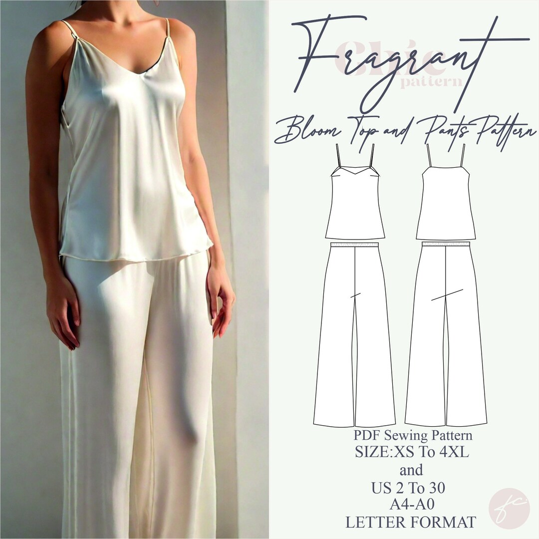 Nightwear Sewing Pattern,two Piece ,top and Pants Pattern, Pyjama ...