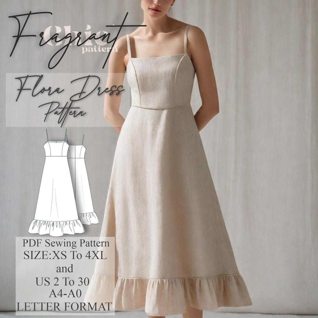 Basic Midi Dress Sewing Pattern | Strap Dress Sewing Pattern | Circular ...