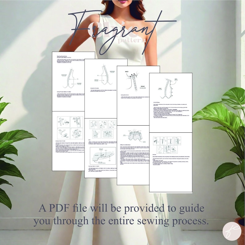 One Shoulder Dress Sewing Pattern, Maxi Dress Sewing Pattern ...