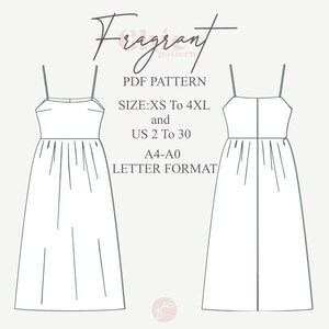 Strap Dress Sewing Pattern, Midi Dress Pattern, Women Dress Sewing ...