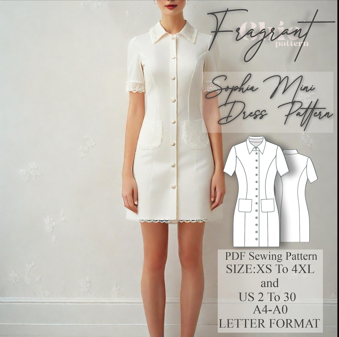 Shirt Dress Sewing Pattern , Collar Dress Pattern , Mini Dress Sewing ...