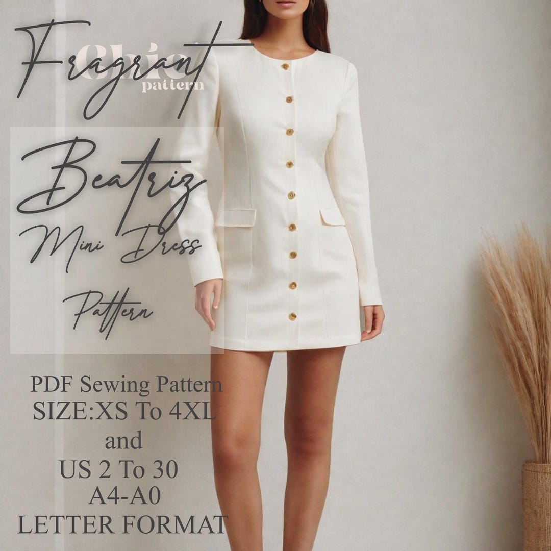 Button Down Dress Sewing Pattern | Mini Dress Sewing Pattern | Women ...