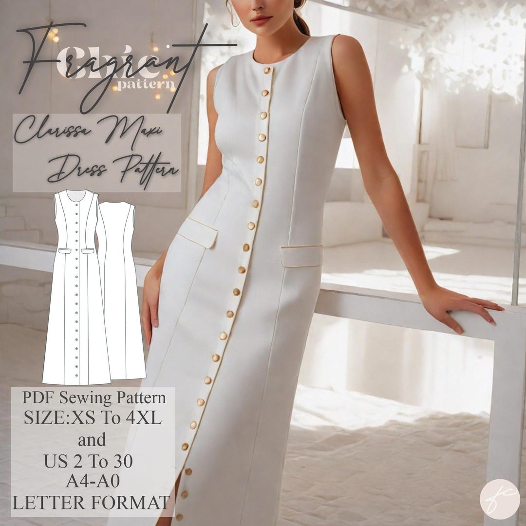 Button Down Dress Sewing Pattern,maxi Dress Sewing Pattern,shirt Dress ...
