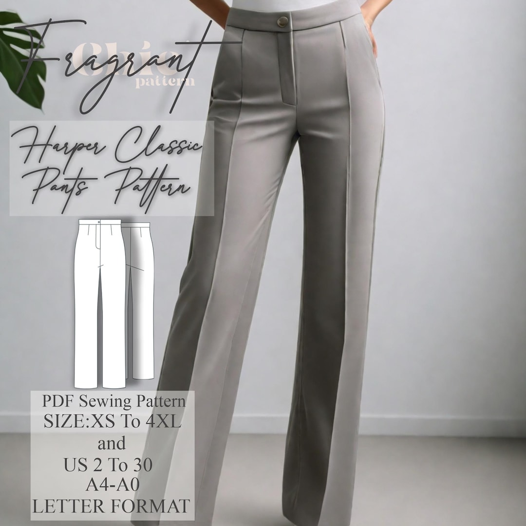 Straight Leg Pants Sewing Pattern | Trousers Sewing Pattern | Pants ...