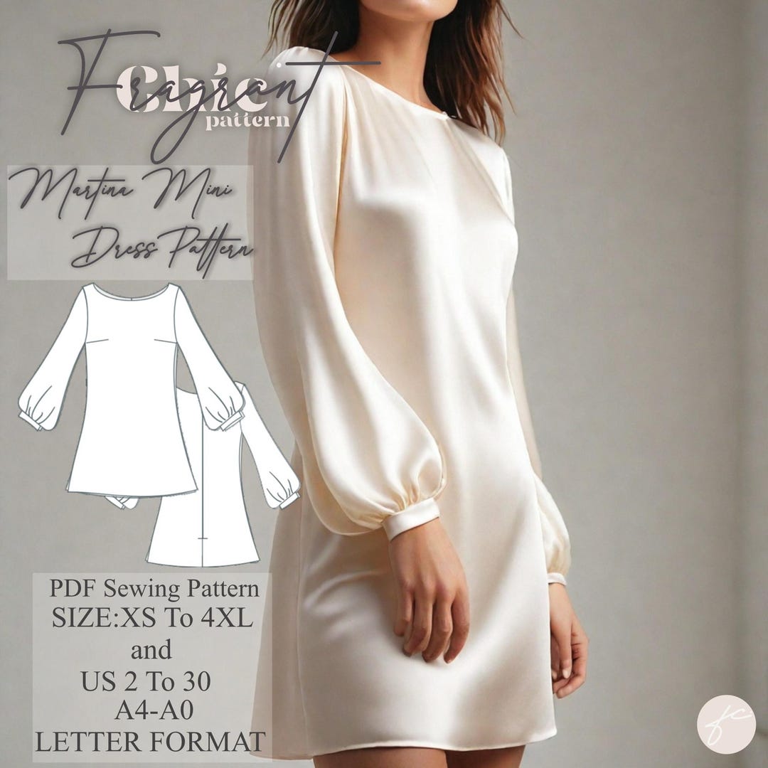 Mini Dress Sewing Pattern | Boat Neck Dress Pattern | Women Dress ...