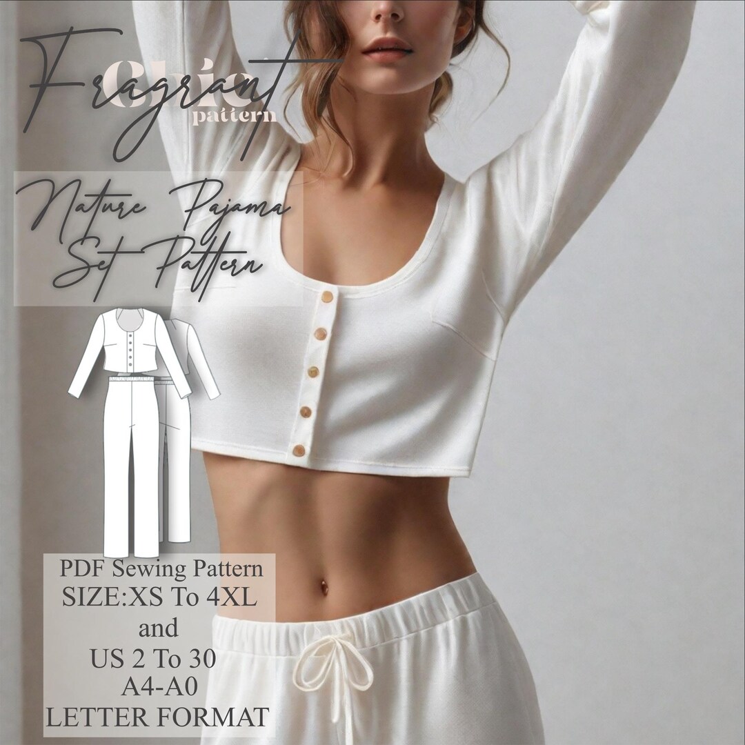 Pajama Sewing Pattern | Women Sewing Pattern | Pajama Set Pattern | Loungewear Sewing Pattern ...