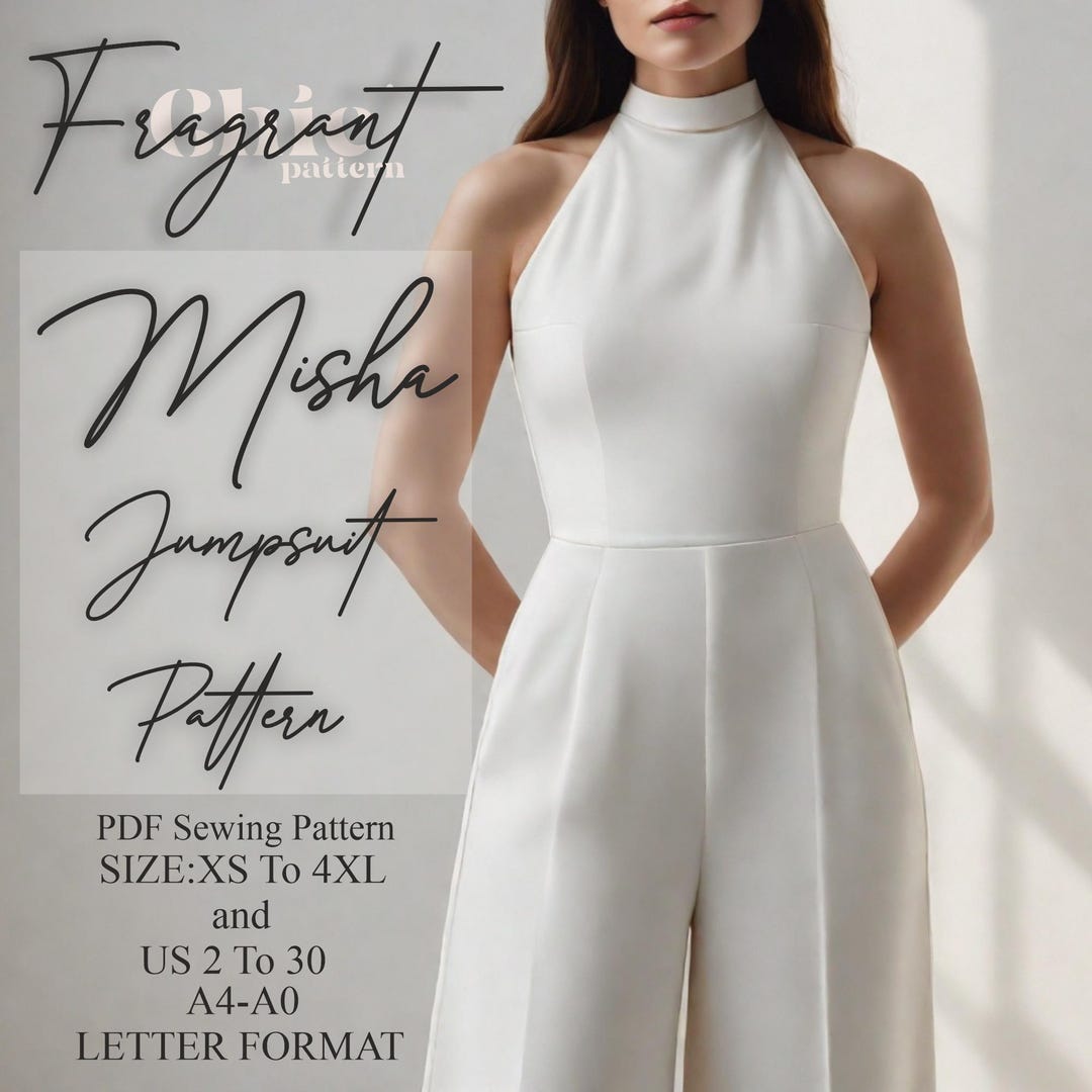 Jumpsuit Sewing Pattern, Halter Neck Jumpsuit Sewing Pattern,women ...