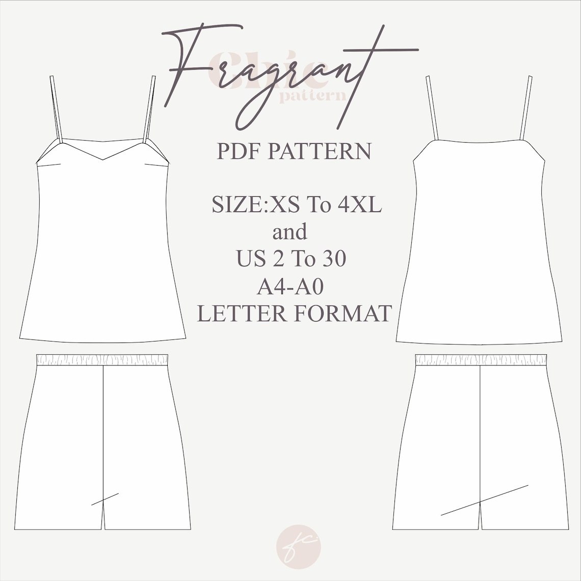 Nightwear Sewing Pattern,women Top and Shorts Pattern,sleepwear Pattern ...