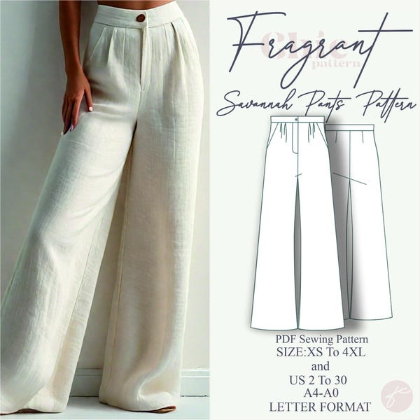Wide Leg Pants Pattern - Etsy