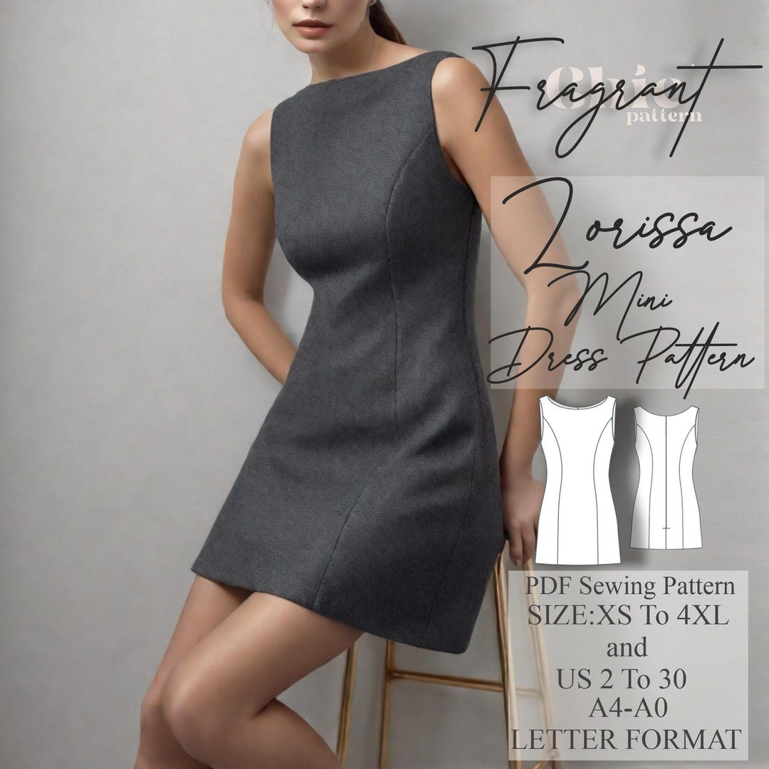 Boat Neck Dress Sewing Pattern,mini Dress Sewing Pattern,women Dress ...