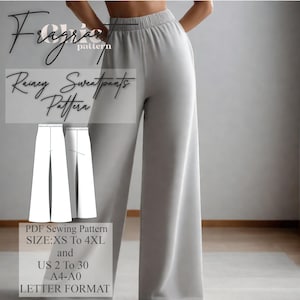 Sweatpants Sewing Pattern,elastic Waist Pants,easy Sewing Pants,wide ...