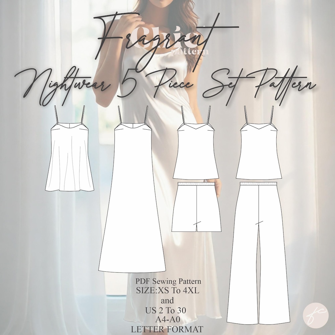 Pajamas Set Pattern | Pajama Set for Women | Nightwear Sewing Pattern ...