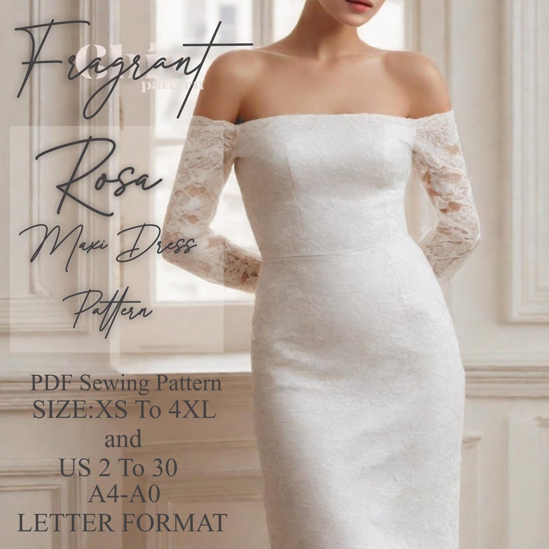 Women Dress Sewing Pattern | Off-shoulder Dress Pattern | Maxi Dress ...