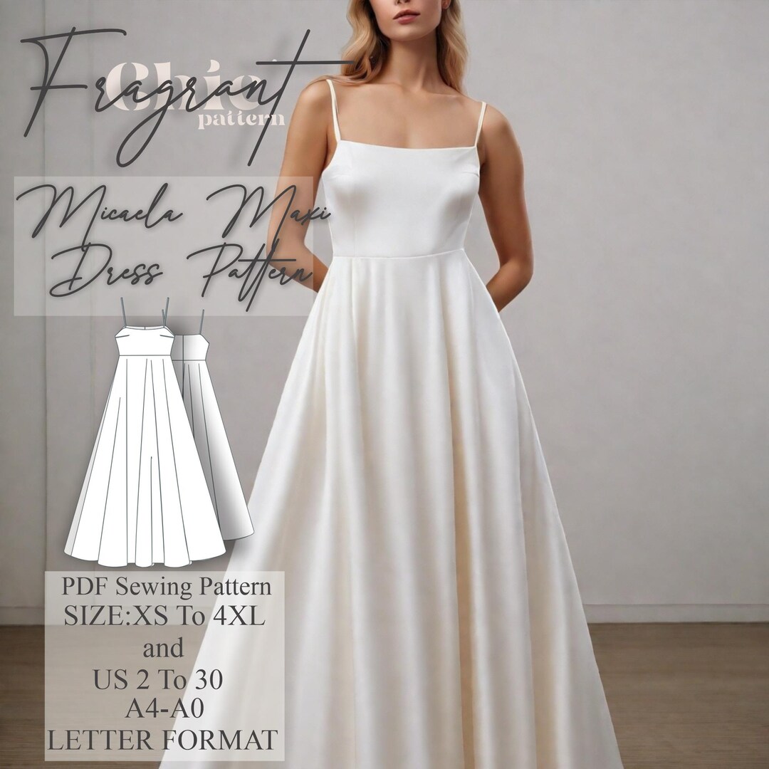 Micaela Dress Pattern, Maxi Dress Sewing Pattern, Strap Dress Pattern ...