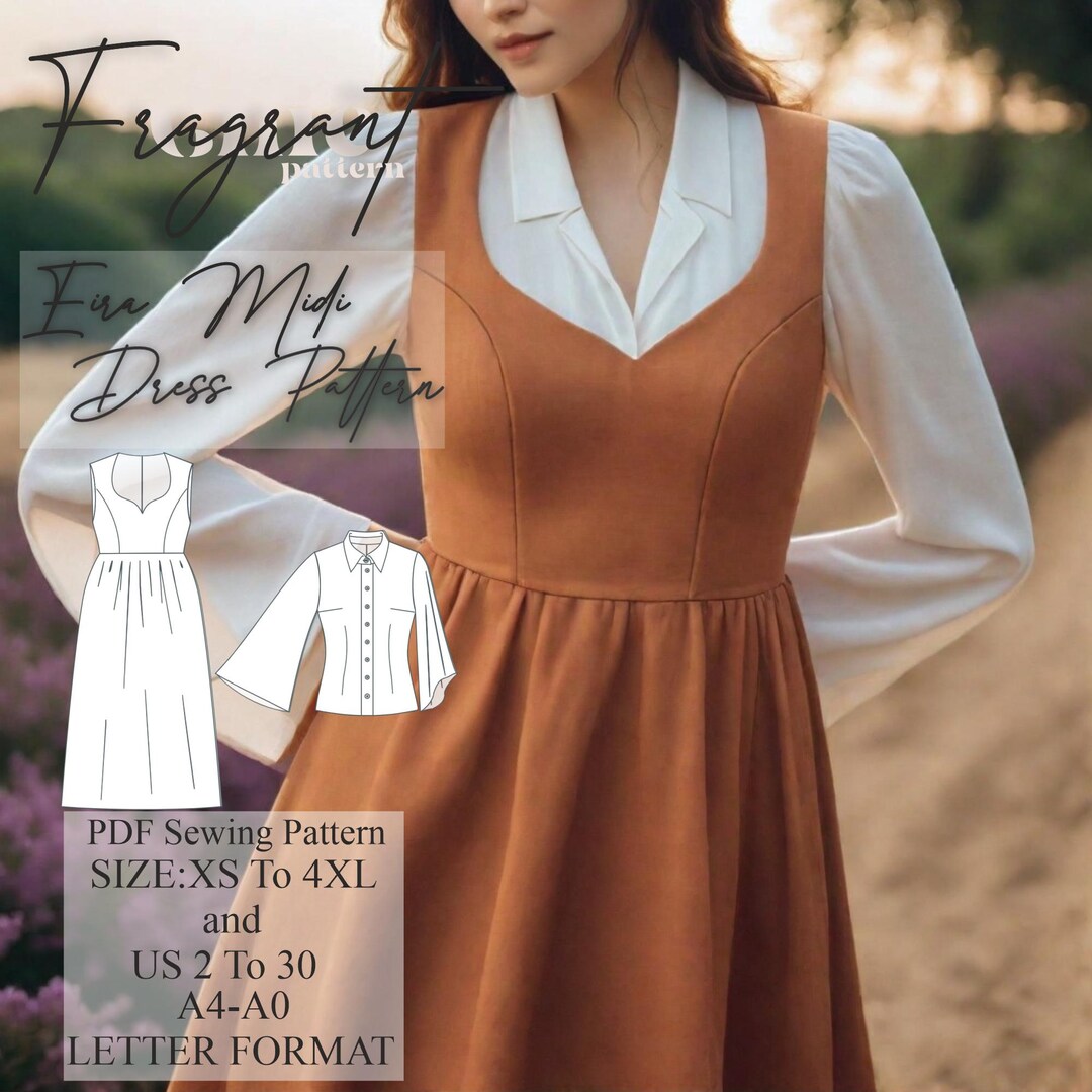 Renaissance Dress Sewing Pattern,medieval Midi Dress,regency Dress ...