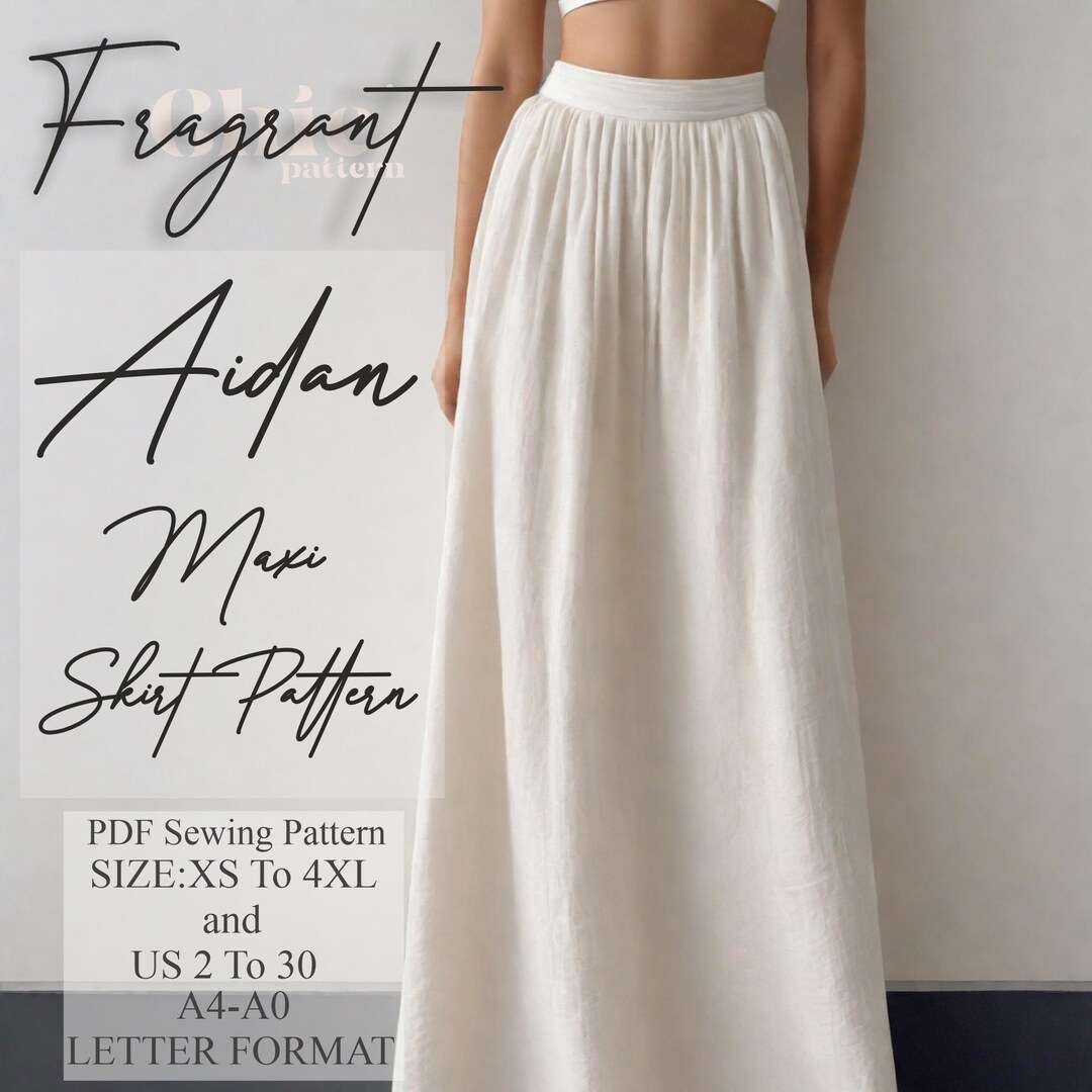 Maxi Skirt Sewing Pattern, Women's Long Gathered Skirt Pattern, Modest ...
