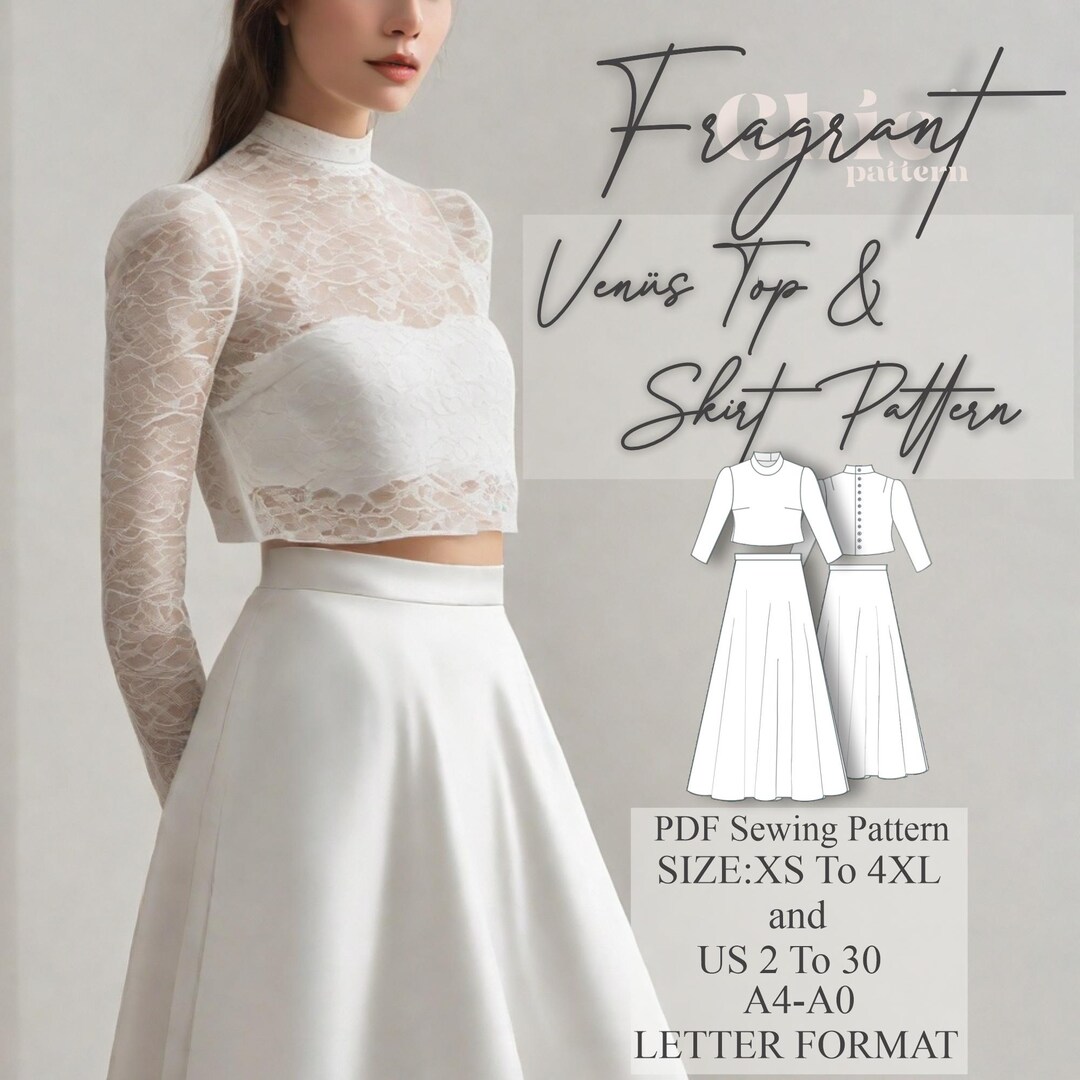 Two Piece Pattern | Top Sewing Pattern | Maxi Skirt Sewing Pattern ...