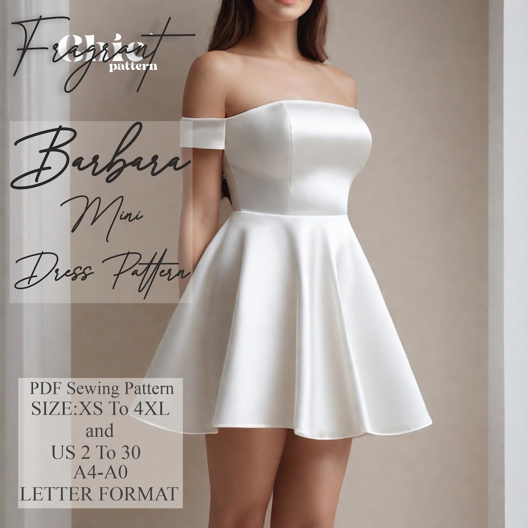 Mini Dress Sewing Pattern , off Shoulder Dress Pattern , Women Dress ...