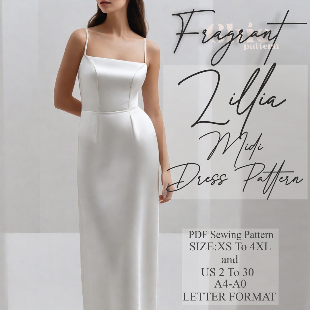 Midi Dress Sewing Pattern | Strap Dress Pattern | Women Dress Sewing ...