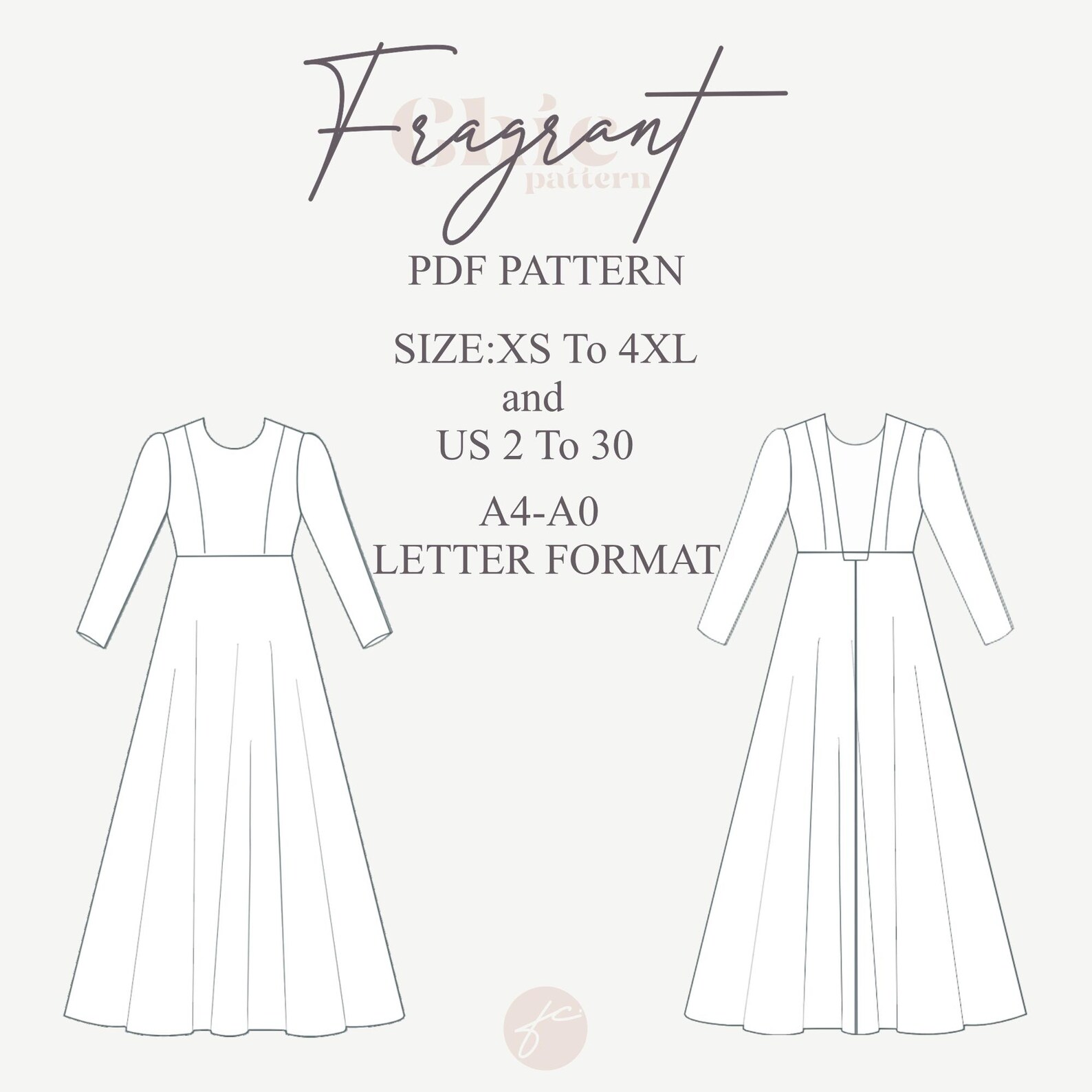 Open Back Dress Sewing Pattern , Maxi Dress Sewing Pattern , Women ...