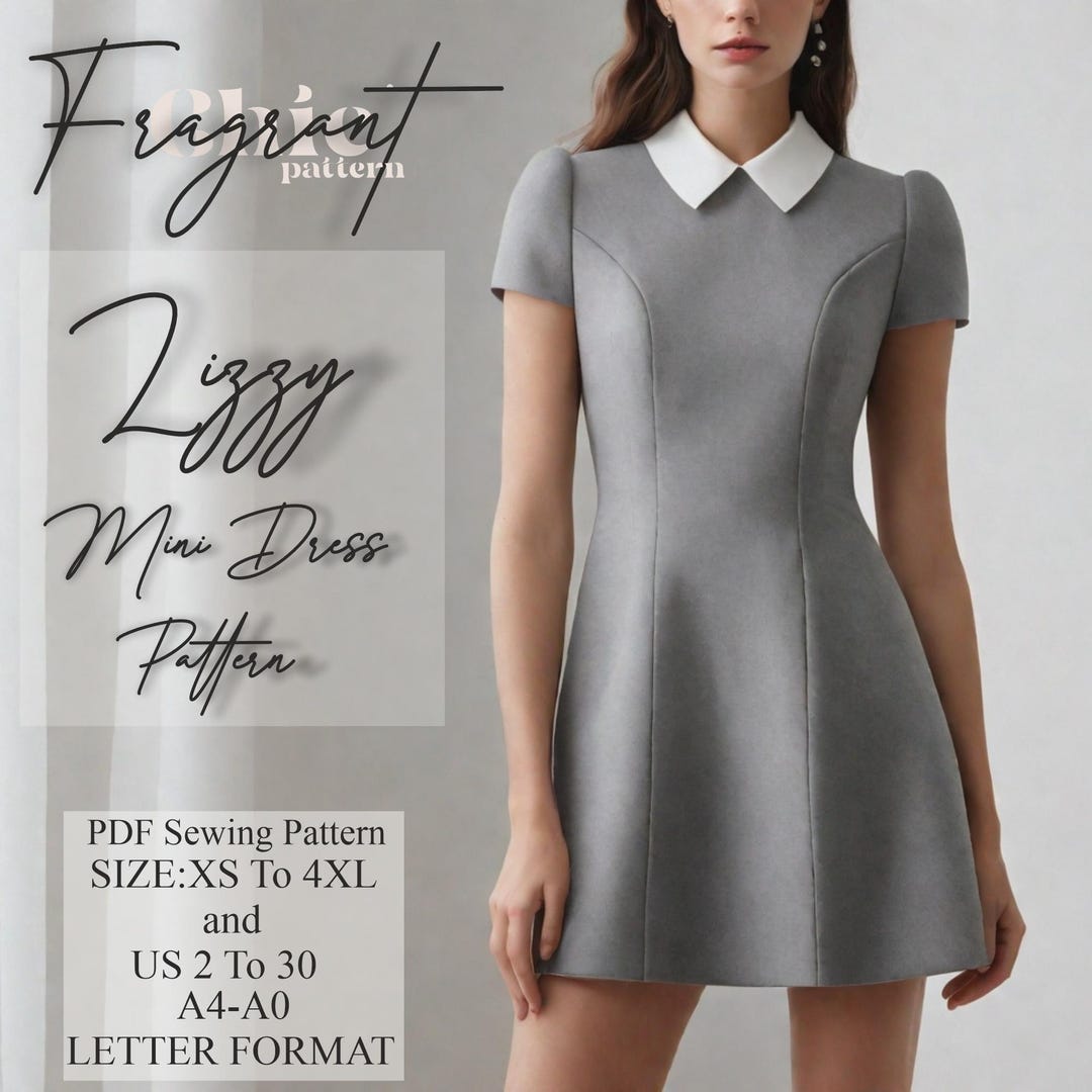 Collar Dress Sewing Pattern , Mini Dress Pattern , Women Dress Sewing ...