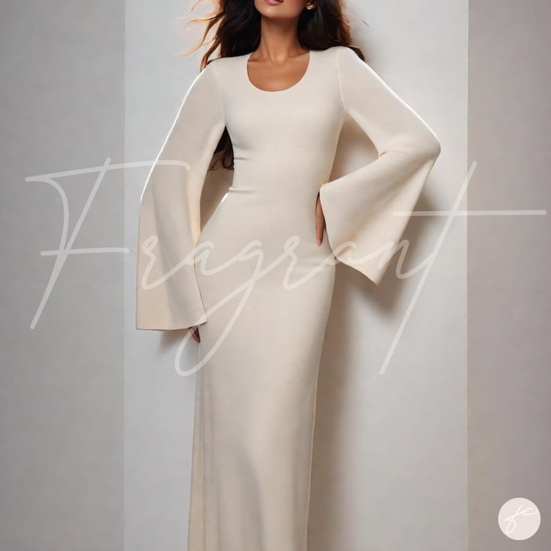 Bodycon Dress Sewing Pattern | Maxi Dress Sewing Pattern | Long Sleeved ...