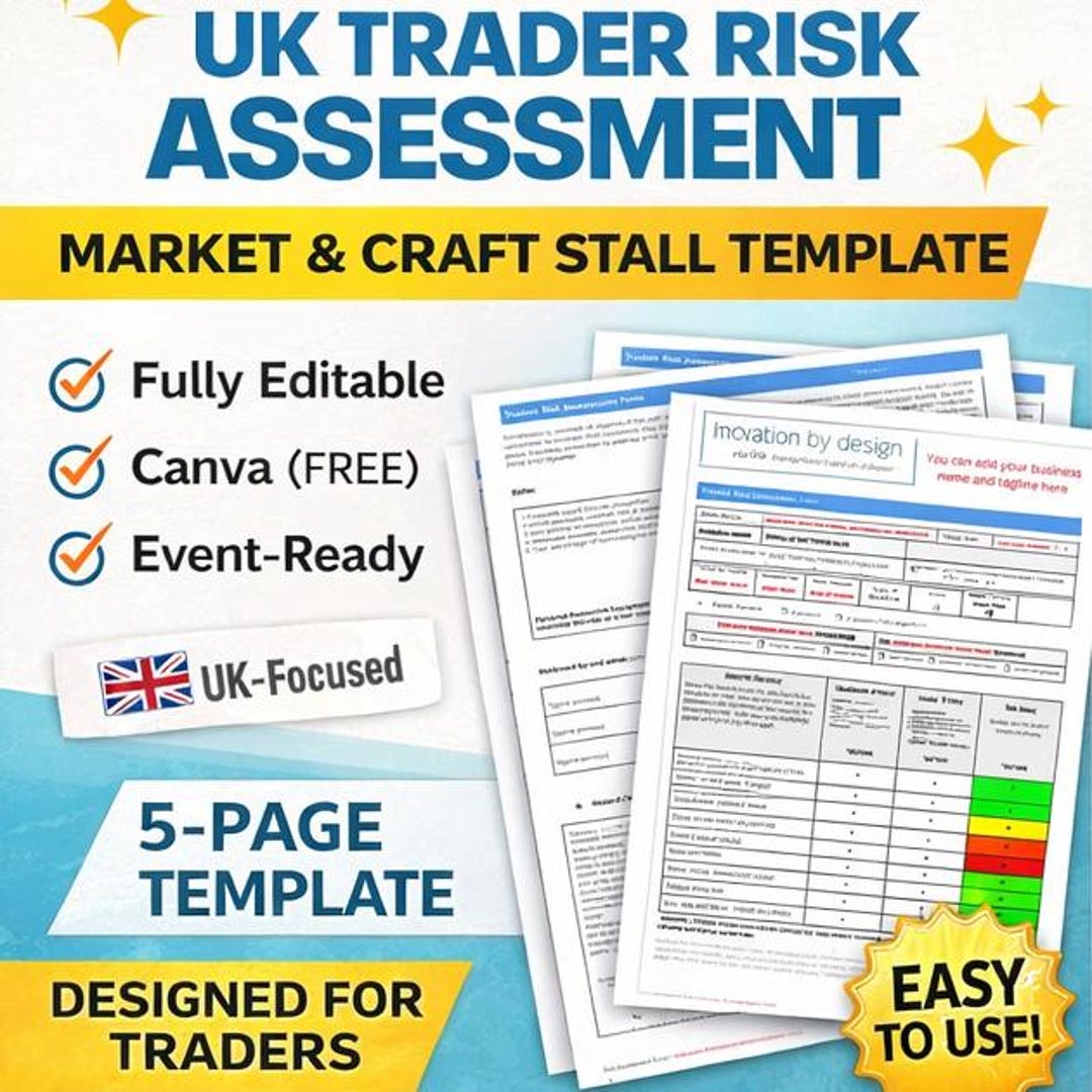 UK Trader Risk Assessment Template | Market & Craft Stall | Editable ...