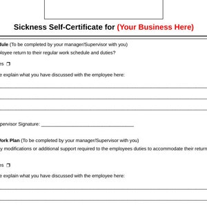 Return to Work After Sickness Template | Fully Editable Document ...