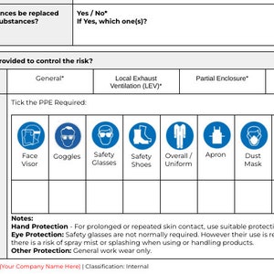 Cossh Assessment Template | Fully Editable Document | Commercial ...