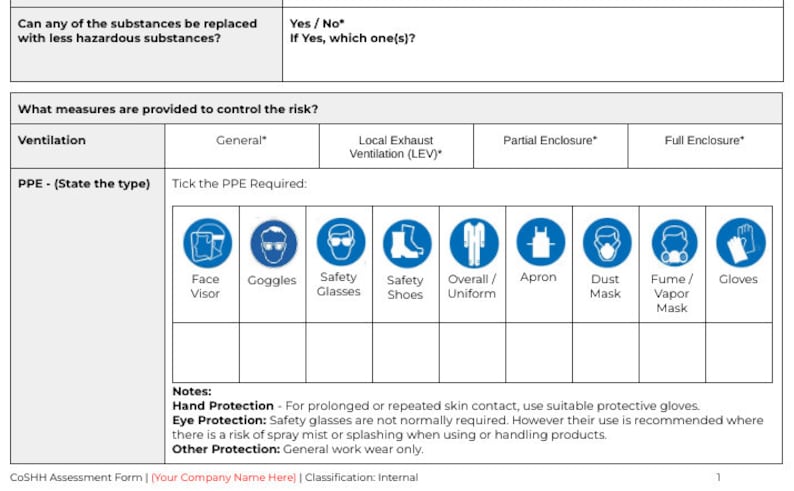 Cossh Assessment Template | Fully Editable Document | Commercial ...