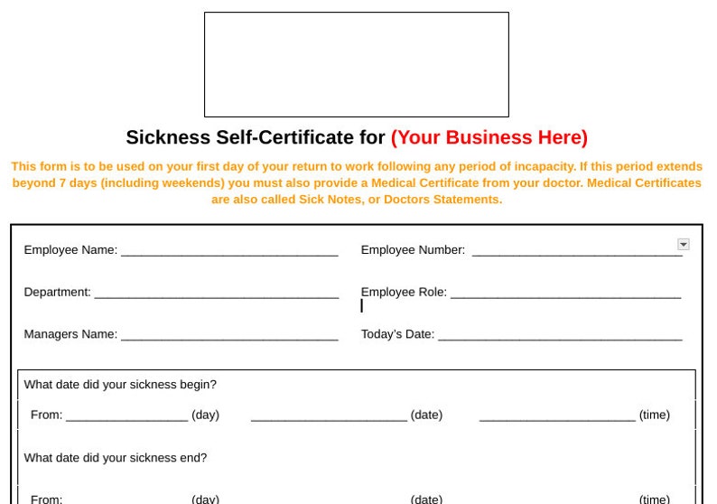Return to Work After Sickness Template | Fully Editable Document ...